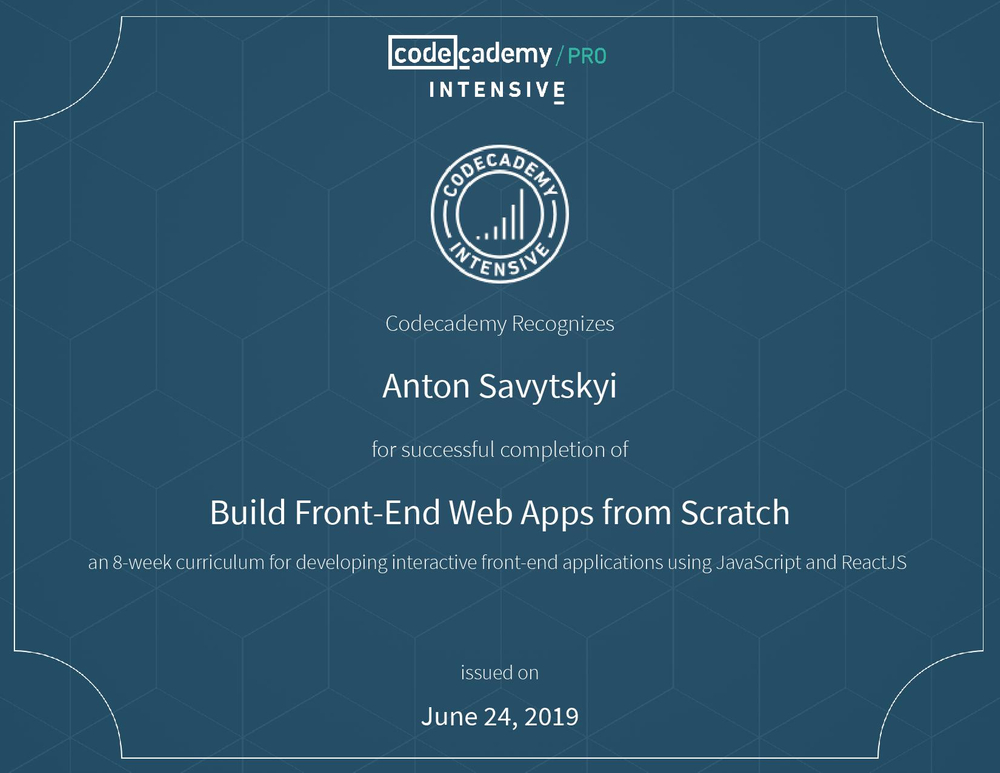 Front end web developer Anton Savytskyi